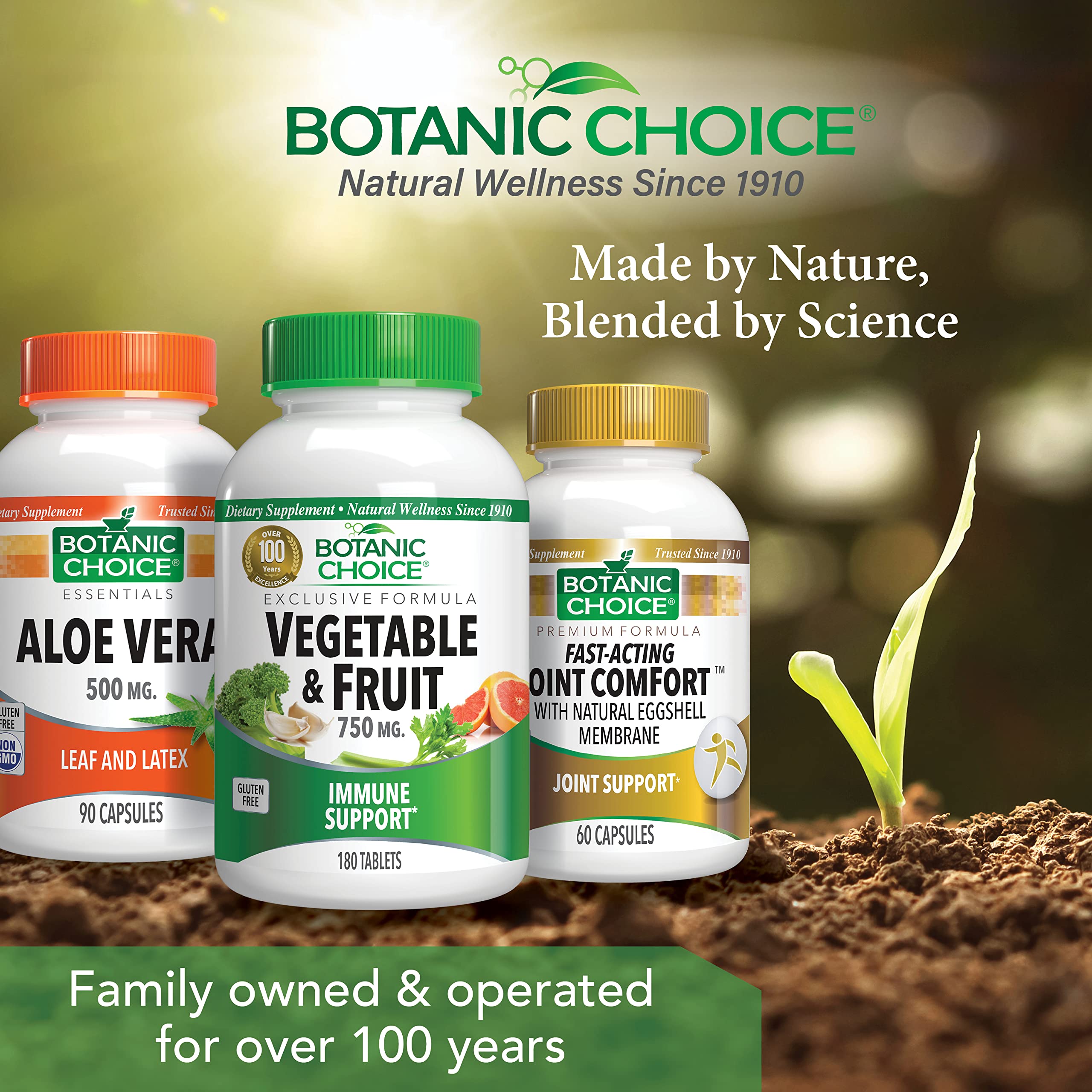Botanic Choice Vegetable & Fruit -Fruits Plus Veggies on The Go, Fruit and Vegetable Vitamins with Essential Nutrients for Immune Support - 180 Tablets (750 mg Each)