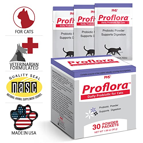 Proflora Probiotic for Cats - Healthy Digestion - Boost Immune System - Normal Bowel Function - Skin and Coat Health - Supplement for GI Tract - 30 Servings