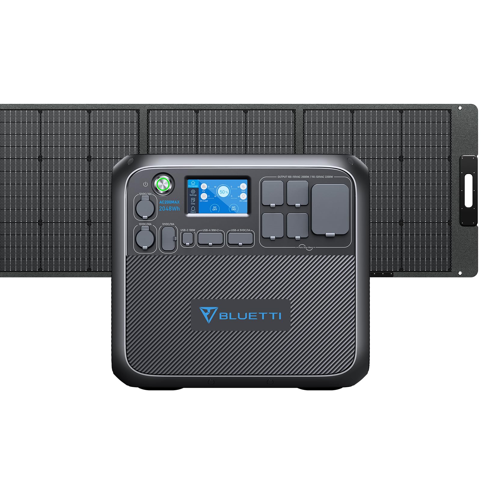 BLUETTI Solar Generator AC200MAX with 200W Solar Panel Included, 2048Wh Portable Power Station w/ 4 2200W AC Outlets, LiFePO4 Battery Pack, Expandable to 8192Wh for Home Backup, RV Camping, Emergency