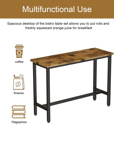 DKLGG Small Bar Table with Stools, Rectangle Bar Table and Chairs Set, Counter Height Tabletop for Breakfast Restaurant Dinner Living Party Room Small Space, 3-Piece Pub Dining Furniture, Bistro Set