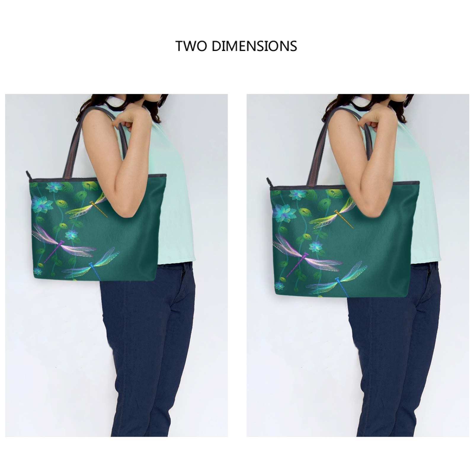 Cat 1995 Womens Tote Bag Dragonfly Handbags with Zipper Pockets Lady Daily Use Bags