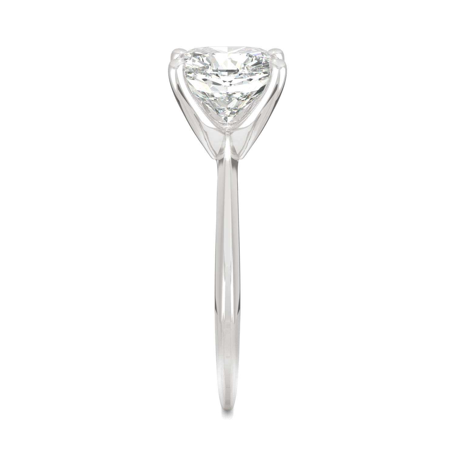 Charles & Colvard Created Moissanite 8mm Cushion Cut Solitaire Engagement Ring for Women | 2.4 cttw DEW | Lab Grown | Solid 14K White Gold with Rhodium | Size 4