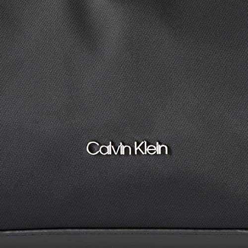 Calvin Klein Reyna Novelty Triple Compartment Shoulder Bag, Black/Silver Nylon