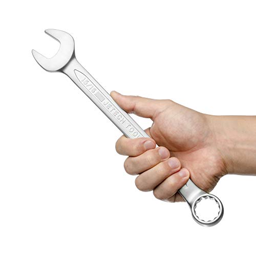Jetech 15/16 Inch Combination Wrench - Industrial Grade Spanner with 12-Point Design, 15-Degree Offset, Made with Durable Chrome Vanadium Steel in Sand Blasted Finish, Forged, Heat-Treated, SAE