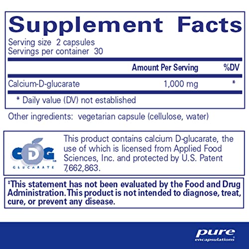 Pure Encapsulations Calcium-D-Glucarate | Supplement to Support Cellular Health in The Liver, Lungs, Breast, and Colon* | 60 Capsules