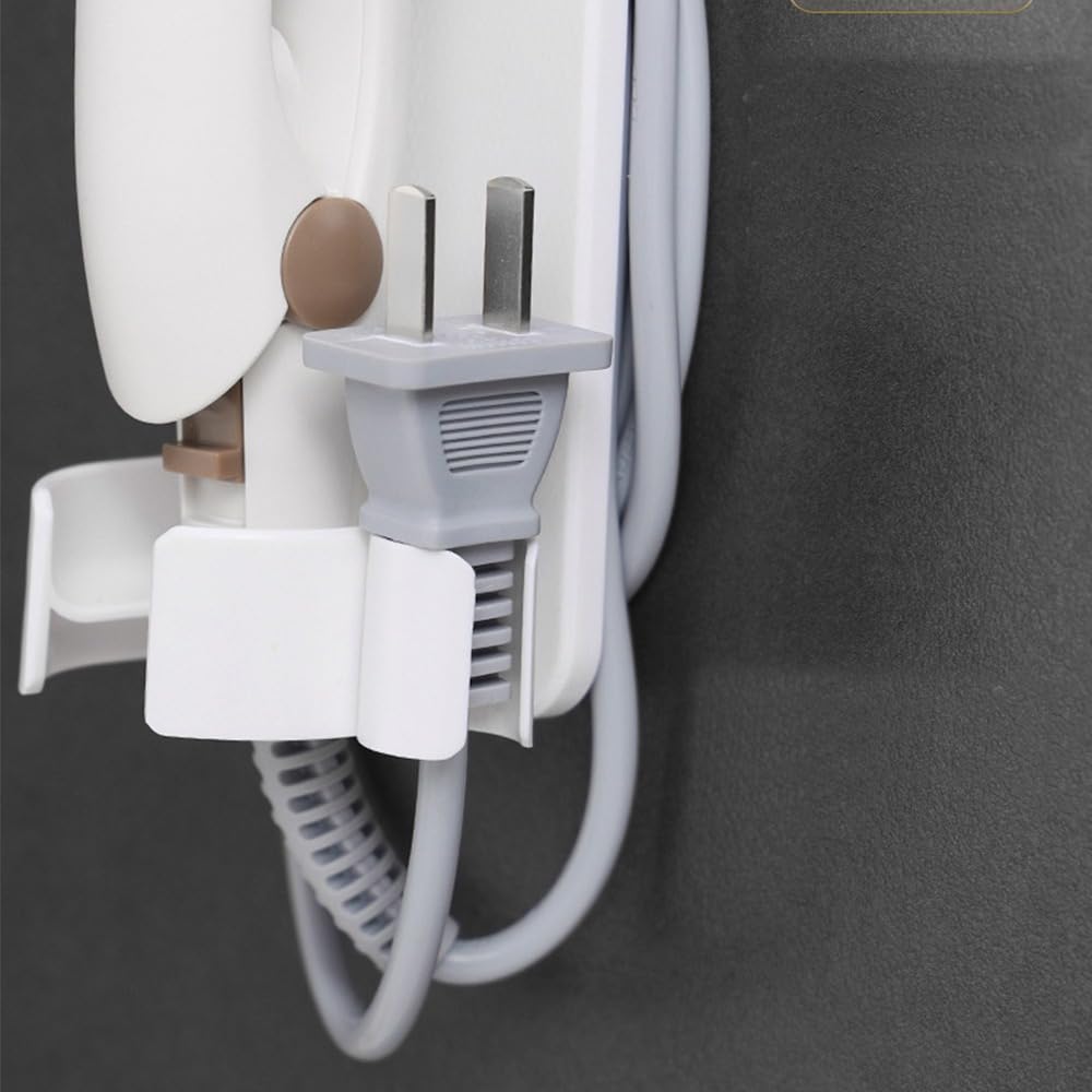 hobbyme 2Pcs Curling Iron Holder Wall Mounted,Plastic No Drilling Hair Dryer Rack,Multipurpose Hair Curler Holder White Curling Wand Rack for Bathroom