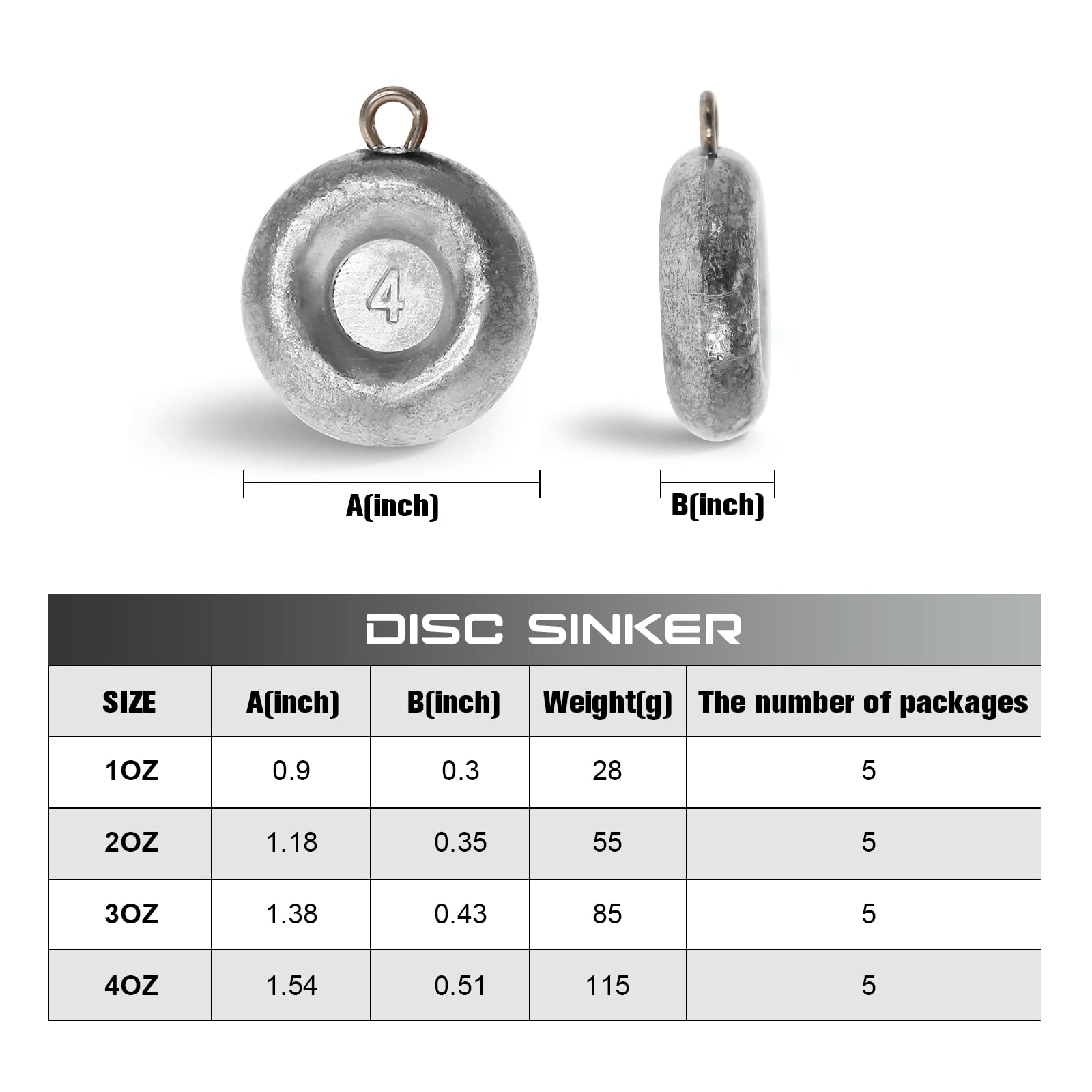 Croch Disc Sinkers Fishing Weights for Saltwater 1oz 2oz 3oz 4oz