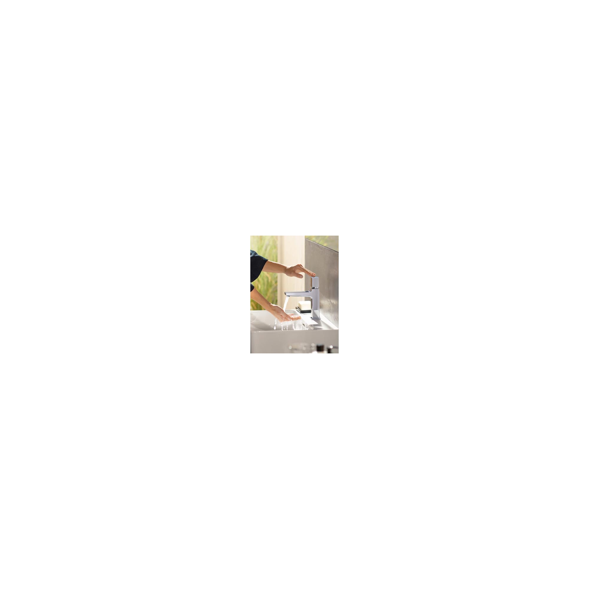 hansgrohe Metropol Modern Low Flow Water Saving -Handle 1 8-inch Tall Bathroom Sink Faucet in Brushed Nickel, 32571821