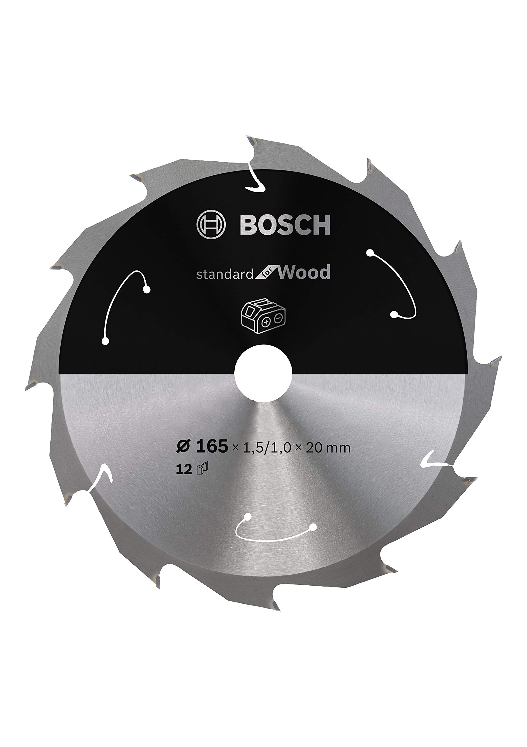 Bosch Professional Circular Saw Blade Standard (for Wood, 165 x 20 x 1.5 mm, 12 Teeth; Accessories: Cordless Circular Saw)
