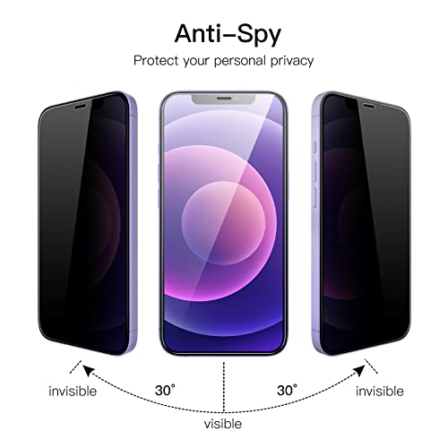 JETech Privacy Full Coverage Screen Protector for iPhone 12 mini 5.4-Inch, Anti-Spy Tempered Glass Film, Edge to Edge Protection Case-Friendly, 2-Pack