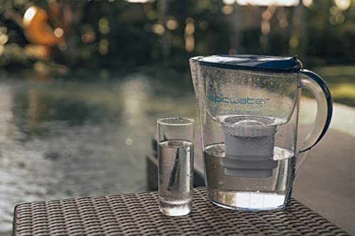 Epic Water Filters Nano | Water Filter Pitchers for Drinking Water | 10 Cup | 150 Gallon Filter | Gravity Water Filter | Removes Virus, Bacteria, Chlorine | Water Purifier (Navy Blue)