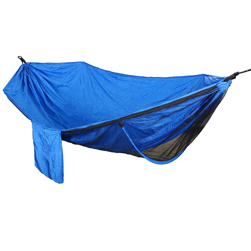 Camping Hammock with Mosquito Bug Netting,Parachute Nylon Hanging Swing Hammock for Backpacking, Survival, Travel & More(Single & Double)- Blue