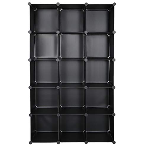 ZENY Cube Storage Organizer, 16-Cube Closet Organizer Storage Shelves, Modular Bookcase, DIY Plastic Modular Closet Cabinet, Book Shelf for Bedroom Living Room Office, Black