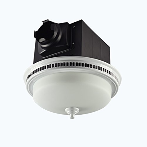 Lift Bridge Kitchen & Bath DRND110WHT Ceiling Bath Fan with Light & Glass Globe, White
