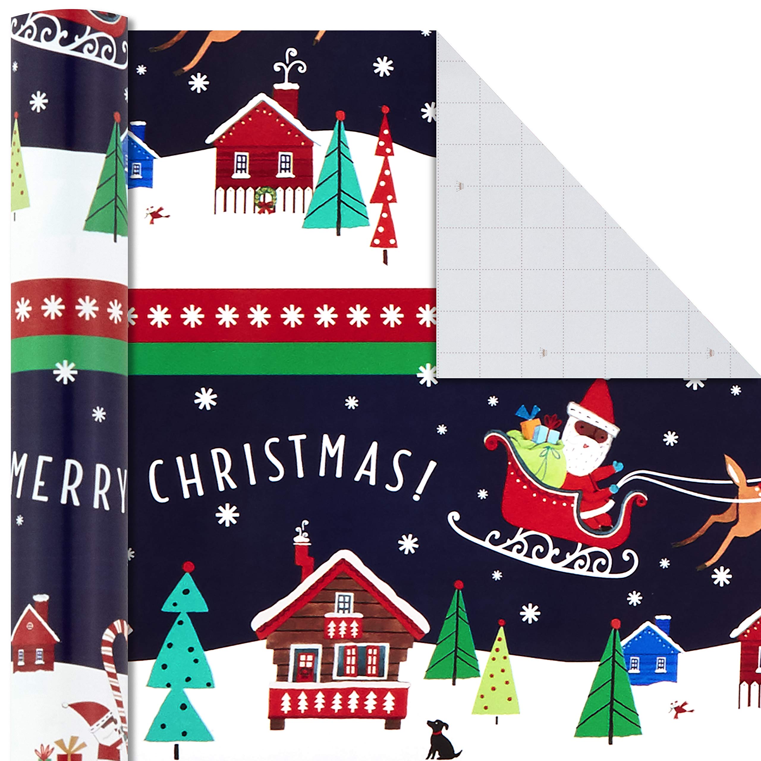 Hallmark Tri Pack IOP Mahogany Roll Wrap, Pack of 3, Jazzy Santa, 3 Pack