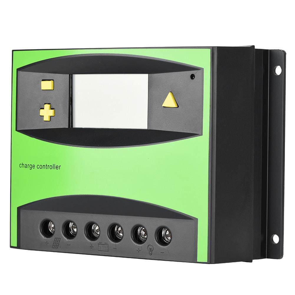 Bewinner Waterproof Solar Charge Controller 60A LCD Solar PV Charge Regulators PWM Solar Charger Controller Dual USB Intelligent Solar Charge and Discharge Controller(60A)