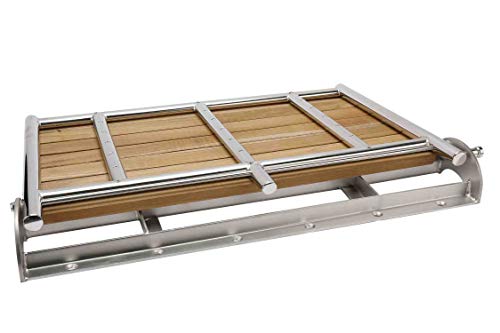 HYDDNice 26"x16" Wall Mounted Teak Folding Shower Seat Bench Bathroom Stool Solid Wood Fold Down & 316 Stainless Steel Accessories