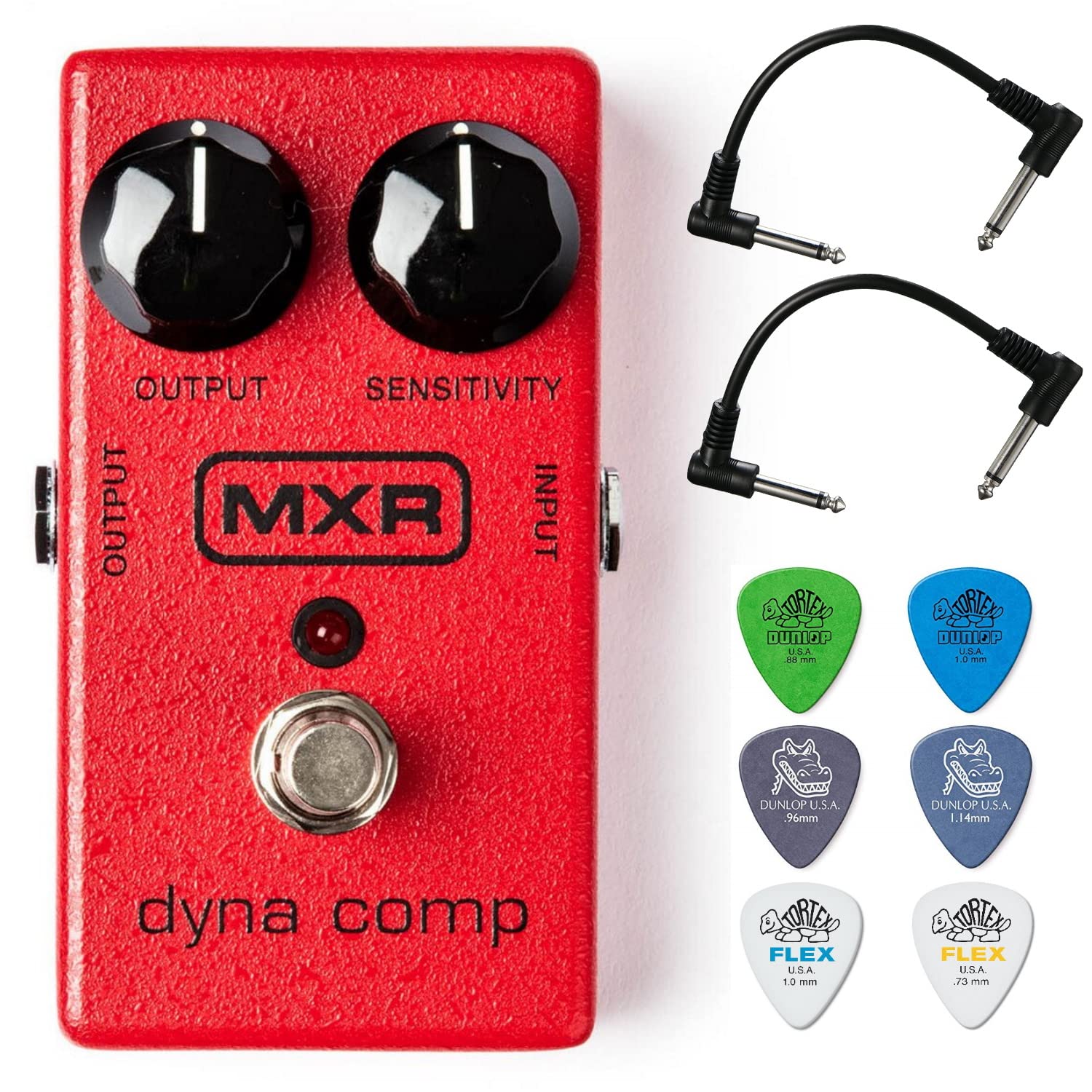 Briskdrop MXR M102 Dyna Comp Compressor Pedal Bundle with 2 Patch Cables and 6 Dunlop Picks