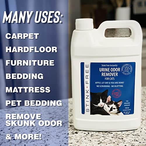 Stink Free Instantly Urine Odor Remover & Eliminator for Cat Urine, Oxidizer Based Urine Cleaner for Carpets, Rugs, Mattress, etc. 128 Oz (1 Gallon)