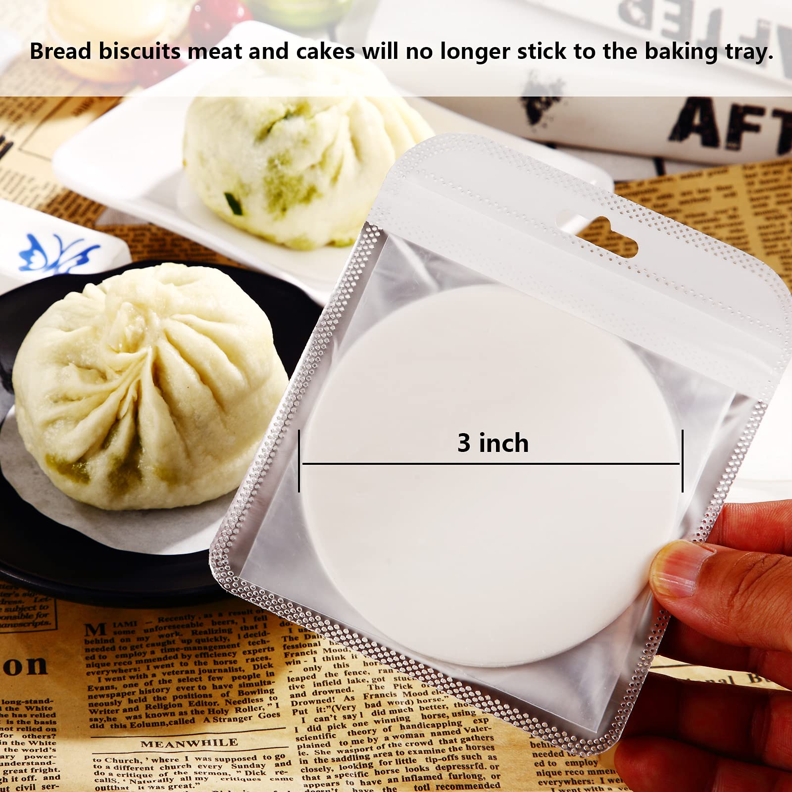 DMSY- Heavy Duty Parchment Rounds , 3in/3.5inParchment Paper Rounds Available, Uses for Cake Baking, Air Fryer Liners,Food freezing (3in+100sheets)