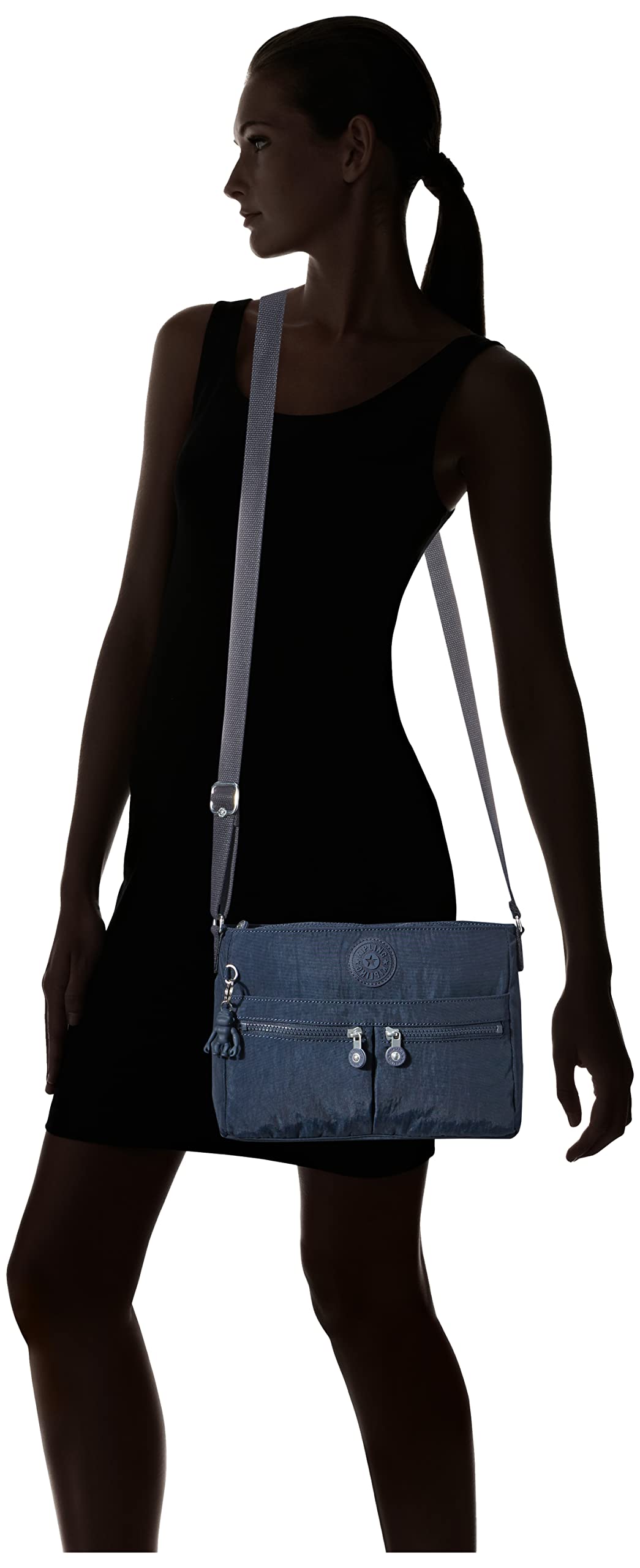 Kipling womens Women's New Angie Handbag, Lightweight Bag, Nylon Travel Crossbody Bag, Blue Bleu 2, 10.5 L X 8 H X 2 D US