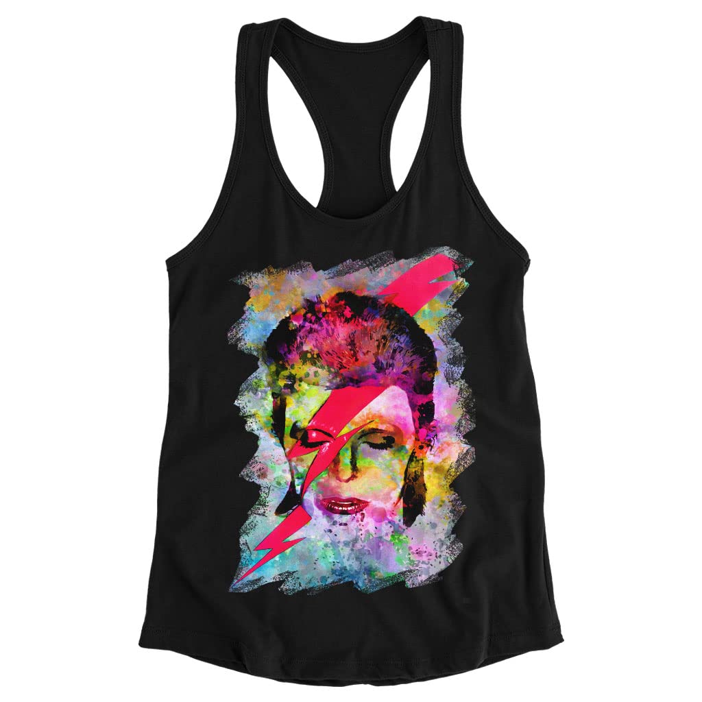 Bowie in Watercolor Racerback Tank - David Bowie Tank - Graphic Workout Tank - Black, M