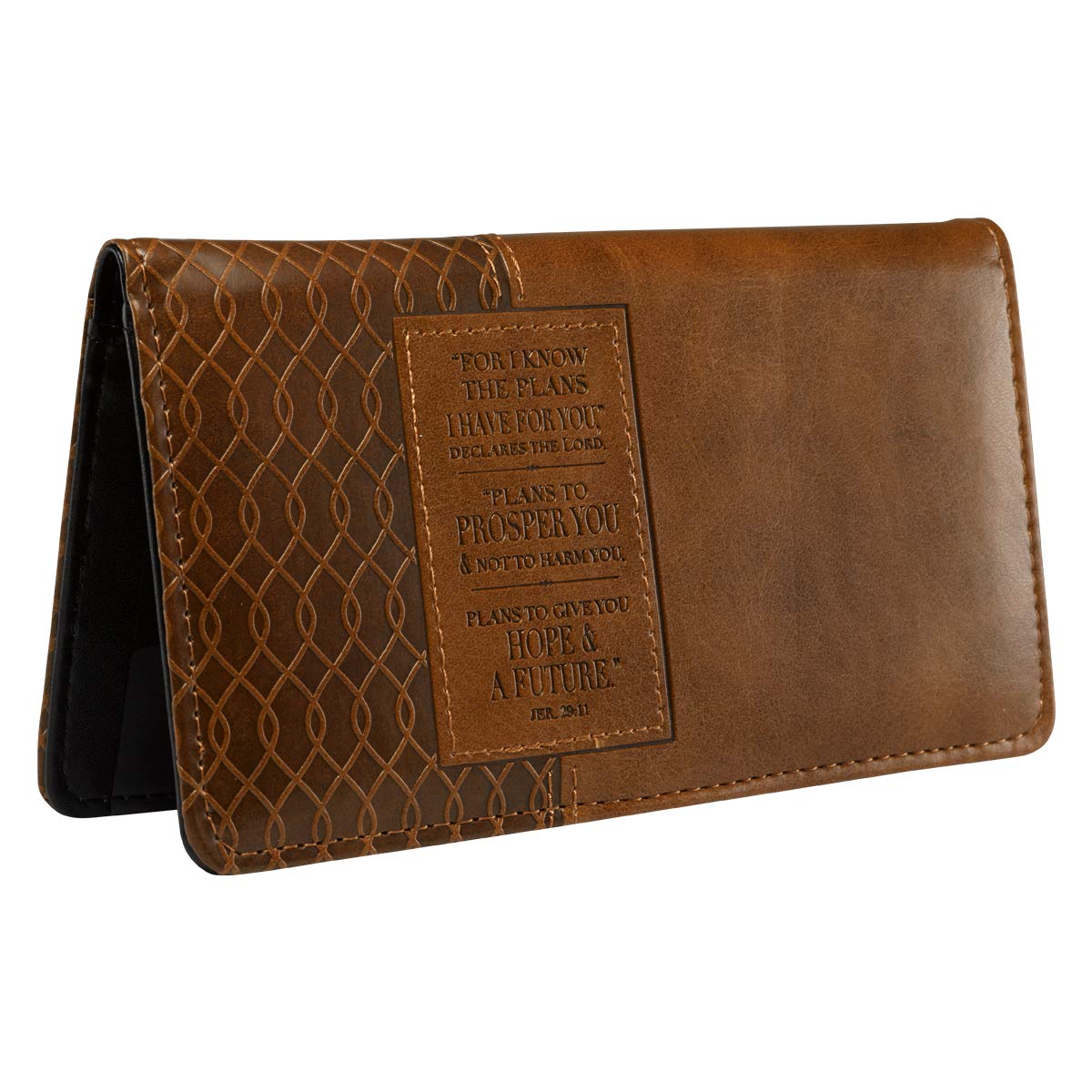 Christian Art Gifts Jeremiah 29 11 Two-tone Checkbook Cover ,Brown ,One Size