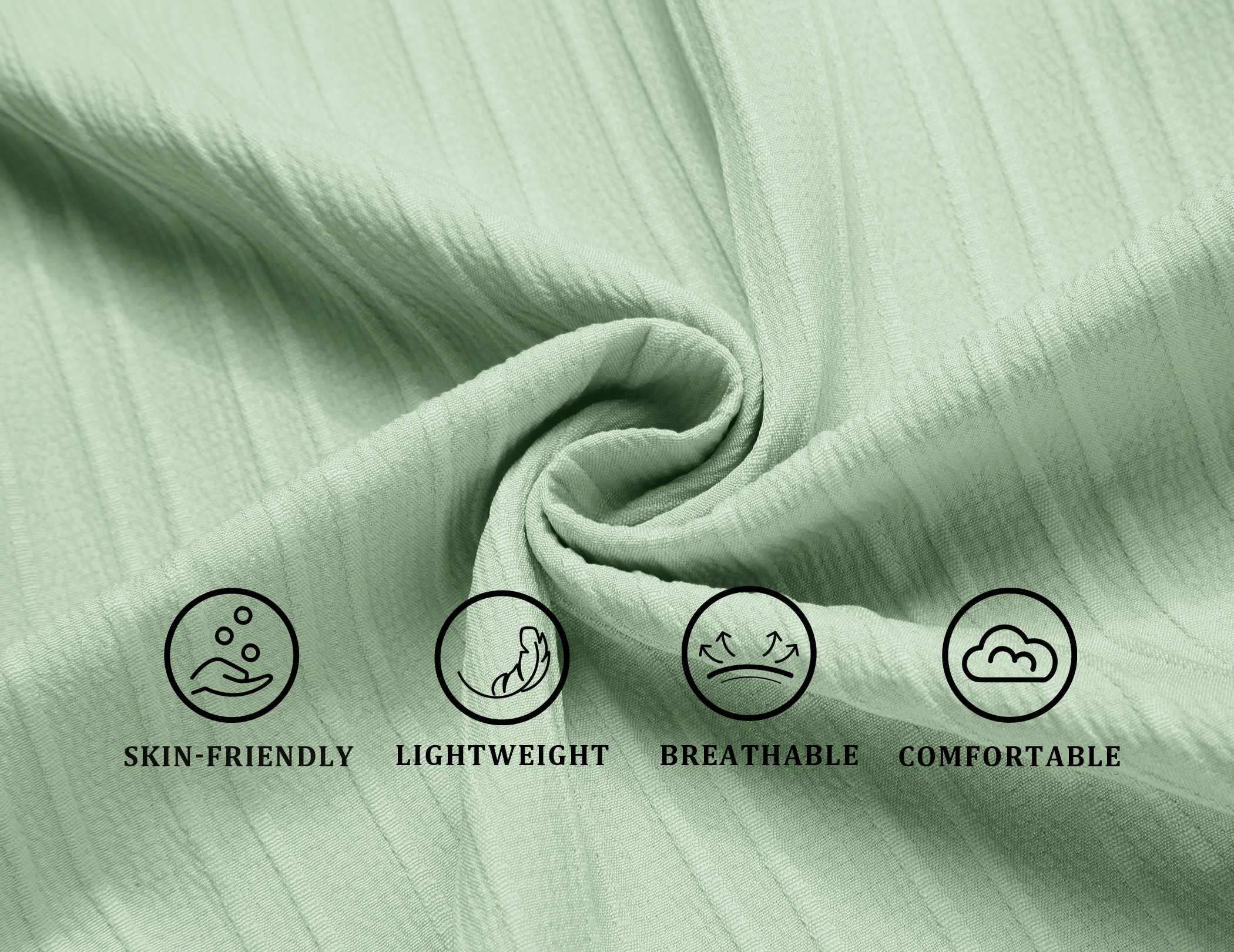 COOFANDY Button Down Shirt Men Button Down Short Sleeve Shirt Button Up Shirts for Men Linen Shirts for Men Summer Beach Shirt Light Green - M