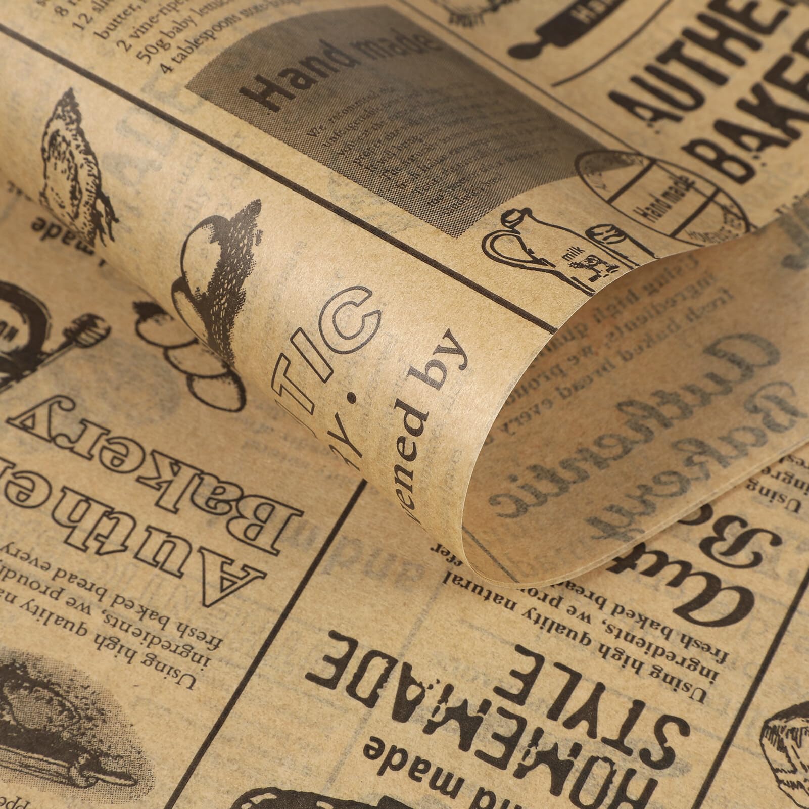 DOITOOL 50Sheets Deli Paper with Newsprint, Newspaper Theme Sandwich Wrapping Papers, Grease Resistant Food Wrap Paper for Home, Kitchen, Wrap Bread, Burger and Sandwich, 10 x 10 Inch