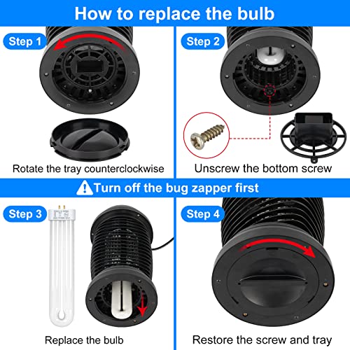 FVOAI X3,T6, T8, T9 Replacement Bulb for Bug Zapper Outdoor,15W,4-pin Single U-Shaped Twin Tube Bulb