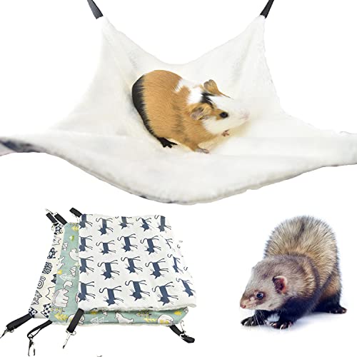 FLAdorepet 3 Pieces Guinea Pig Rat Cage Hammock Small Animal Hanging Bed for Ferret Sugar Glider Chinchilla Puppy and Cat (13.7 * 13.7inch, 3 Packs)