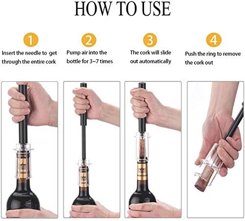 Simple Wine Opener with Foil Cutter, Air Pressure Pump Wine Bottle Opener, Easy Cork Remover Corkscrew, Gifts to Wine Lovers
