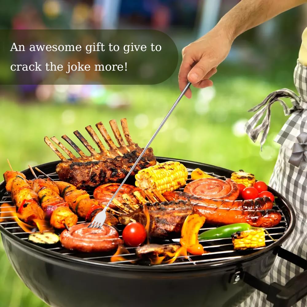 Haosie Extendable Fork, 8.7 to 25.4 Inch Long Fork, Telescopic Fork, Retractable Fork BBQ Dinner Fruit Dessert Extended Fork Sturdy and Durable Stainless Steel Tableware(1pcs)