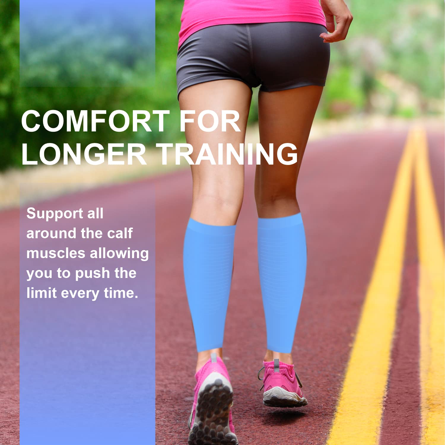 Calf Compression Sleeves Men & Women - Calf Sleeves for Runners, Cyclists, Travel, Work, Injury Recovery & Prevention - Shin splint (Medium, Blue)