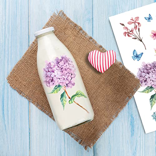 GSS Designs Hydrangea Rub on Transfers for Crafts and Furniture 2 Sheets 12"x16"- Home Furniture Transfers Rub on - Decor Flowers Stickers DIY Kits for Adults