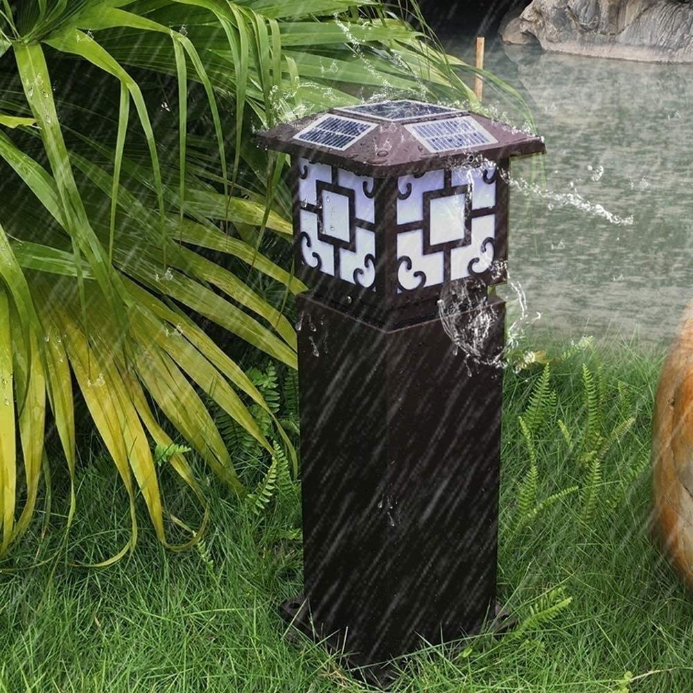ZMY Vintage Acrylic Lampshade Pillar Lighting Retro Anti-Rust LED Outdoor Column Lamp Waterproof Garden Post Light Lawn Landscape Door Home Park Pathway Illumination