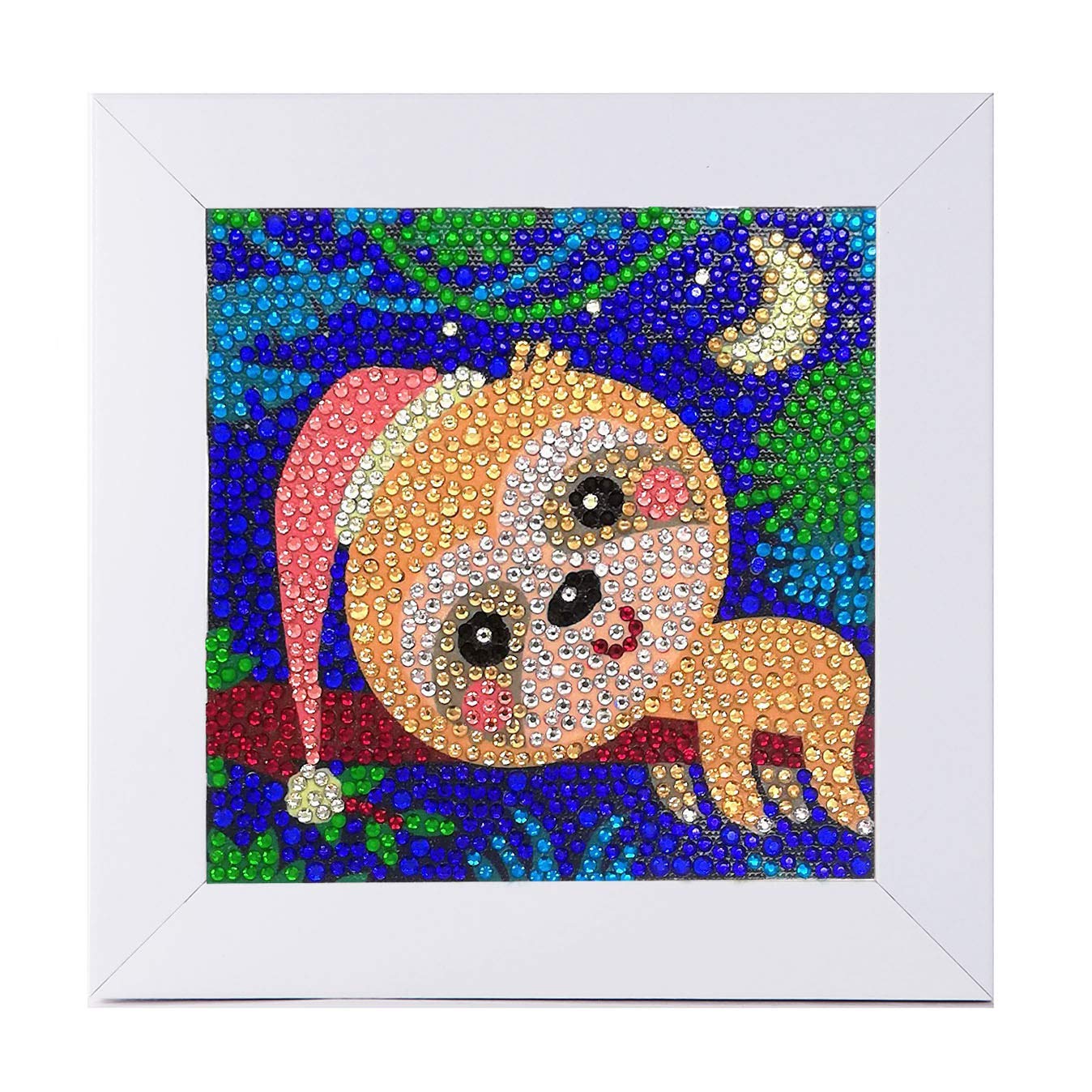 ParNarZar Easy 3D Diamond Painting Kit for Kids, Full Drill Painting by Number Kits with Wooden Frame 6x6 inches (Sloth)