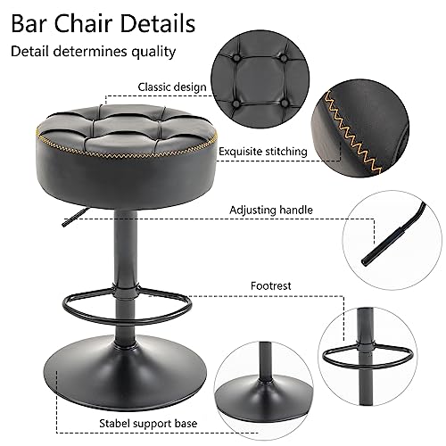 Purgreen Modern Adjustable Height Swivel Circular Bar Stools,360°Counter Height Swivel Chair,Comfortable Faux Leather Seat,Ideal for Home Kitchen Island Living Room and Bar Space