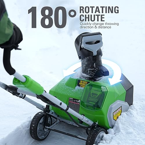 Greenworks 40V (75+ Compatible Tools) 16” Cordless Snow Blower, 5.0Ah Battery and Charger Included, SN40B410