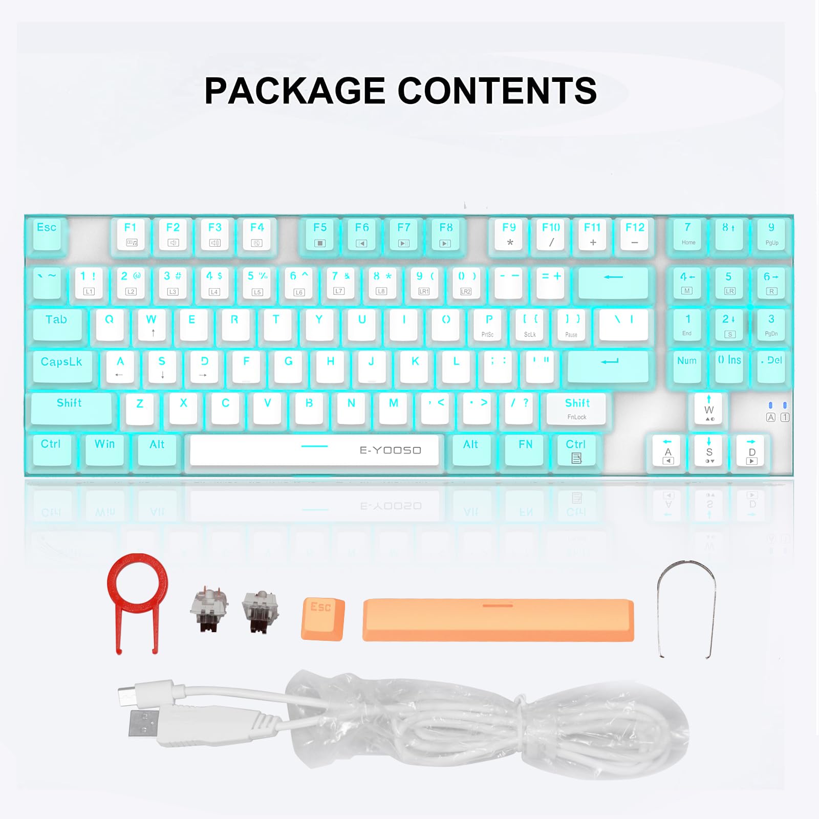 DEANEEK Mechanical Keyboard 89 Keys LED Backlight Tenkeyless W/Nampad Gaming Keyboard, USB Wired Computer Keyboard with TKL Tenkeyless Hot-Swappable Ultra-Slim Anti Ghosting Z-13GW (Red Switch)