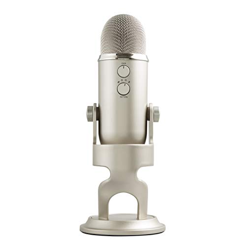 Blue Yeti USB Mic for Recording & Streaming on PC and Mac, 3 Condenser Capsules, 4 Pickup Patterns, Headphone Output and Volume Control, Mic Gain Control, Adjustable Stand, Plug & Play - Platinum