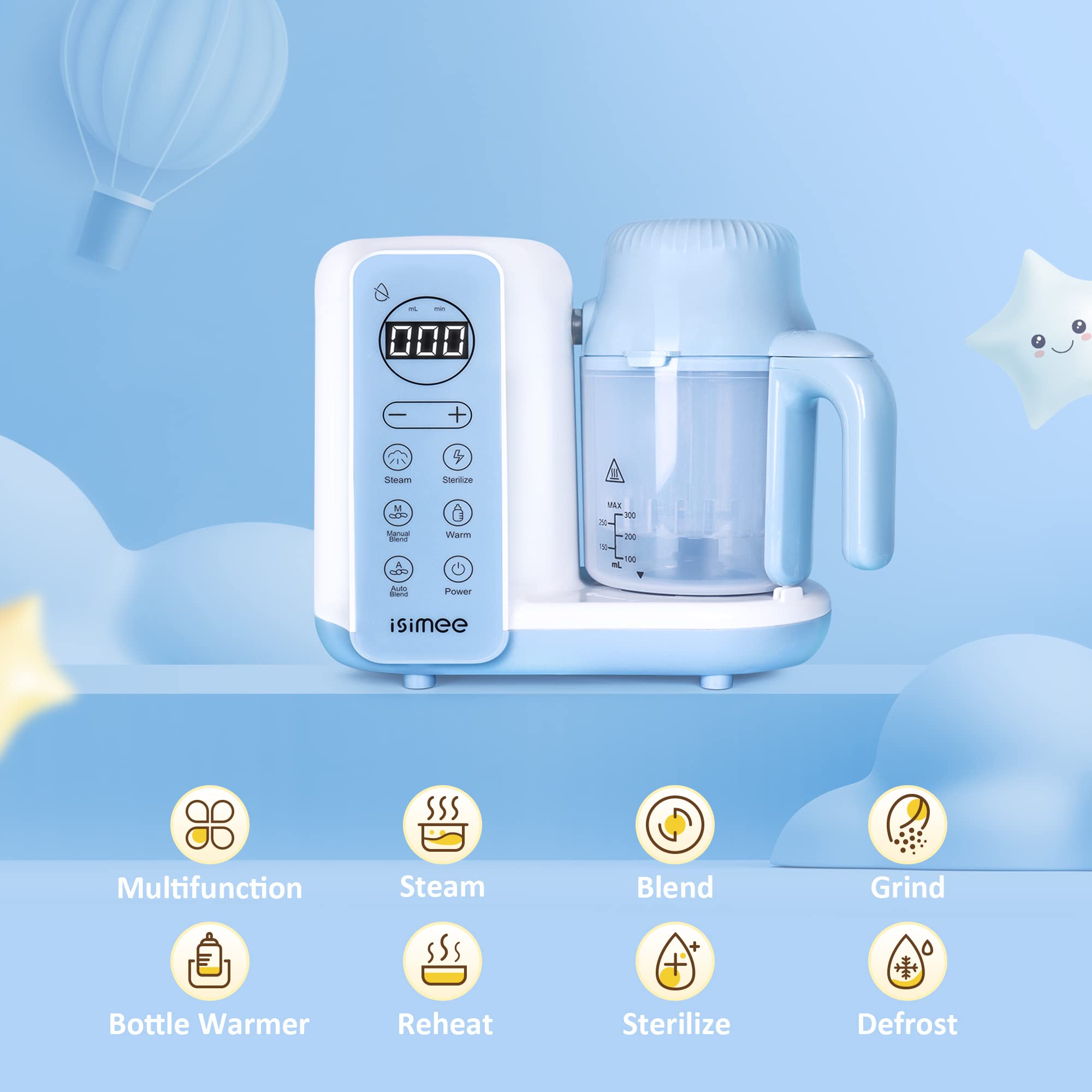 ISIMEE Baby Food Maker, Baby food Processor, Multi-Function Puree Blender Grinder Steamer,baby Food Warmer Mills Machine, Healthy Homemade Baby Food in Minutes with Touch Screen Control