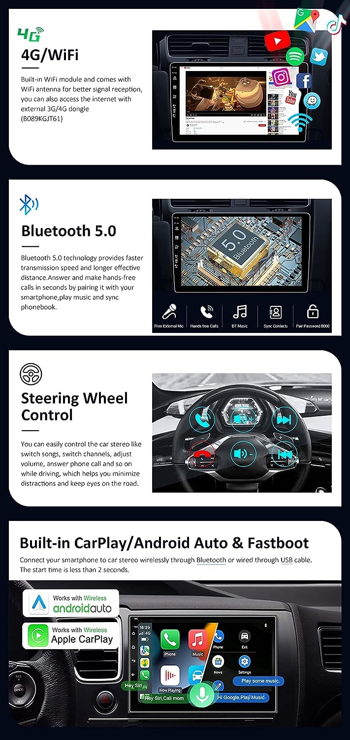 BXLIYER Android 12 IPS Car Stereo for Ford Focus (2012-2017) - Built-in Wireless CarPlay + Android Auto - 2G+32G - Rear Camera Free - 9.7 Inch 2 Din - Steering Wheel DAB Fast-Boot WiFi DSP BT
