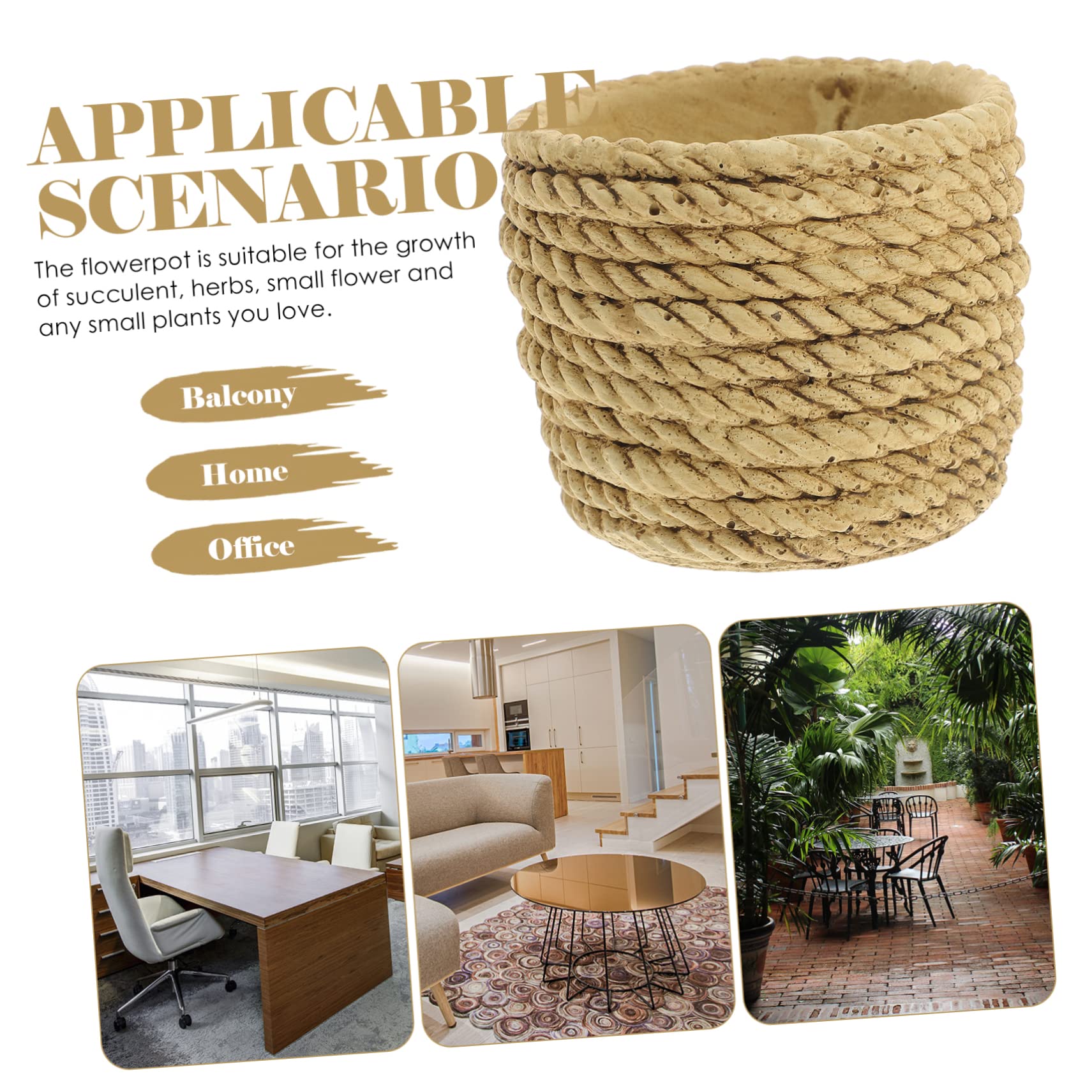DOITOOL Container Basket Succulents Fake Decorative Plant for Bonsai Cement Woven Small Rustic Simulation Decoration Home Planter Cactus Window Yellow Succulent Pots Rattan Flower Pot
