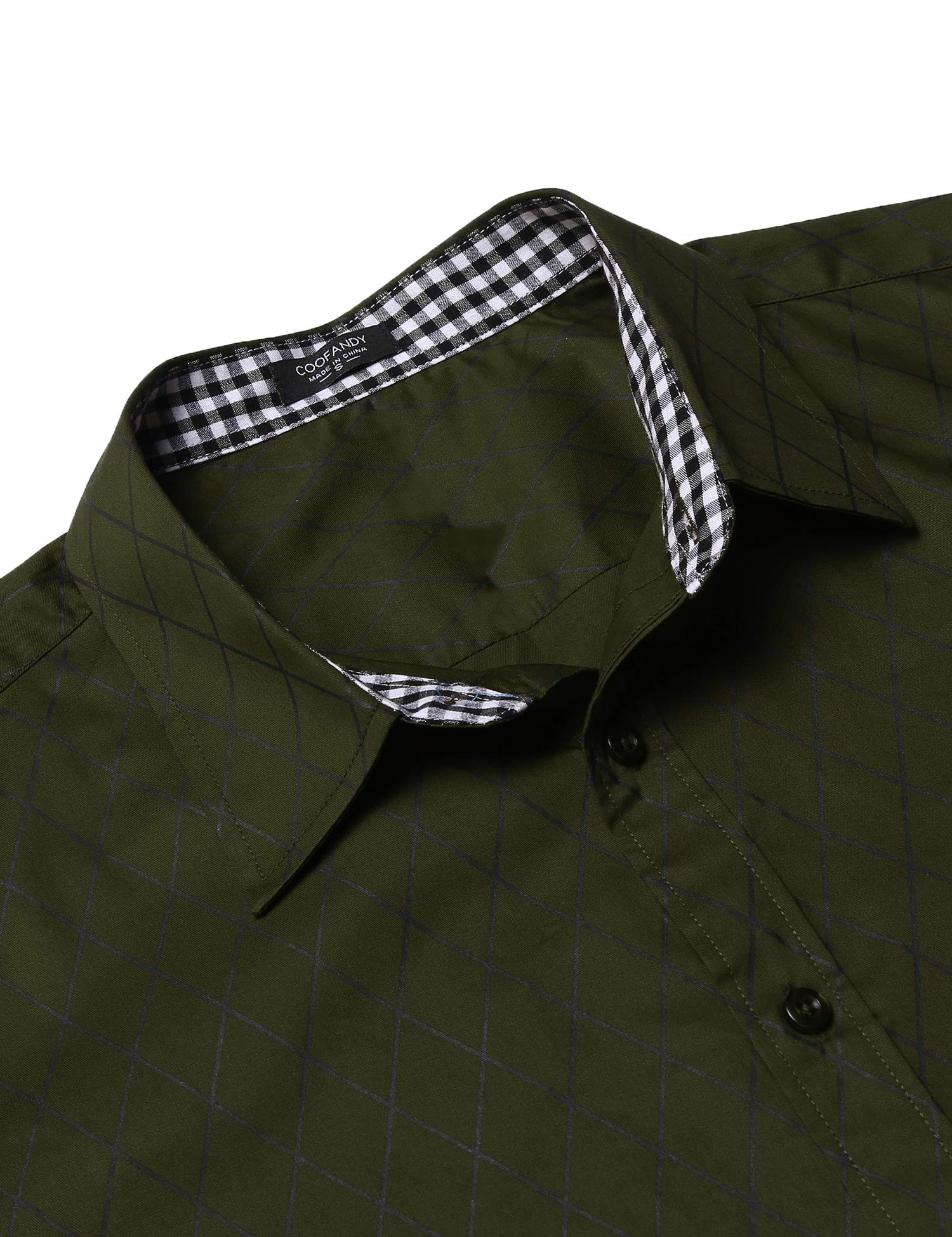 COOFANDY Mens Business Dress Shirt Long Sleeve Slim Fit Casual Button Down Army Green, Large