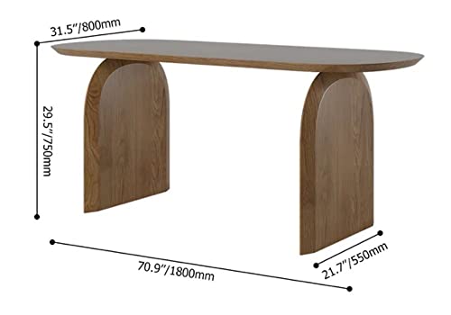 homary 70.9" Japandi Dining Table for 6, Modern Solid Wood Top Oval Table for Dining Room, Kitchen, Living Room