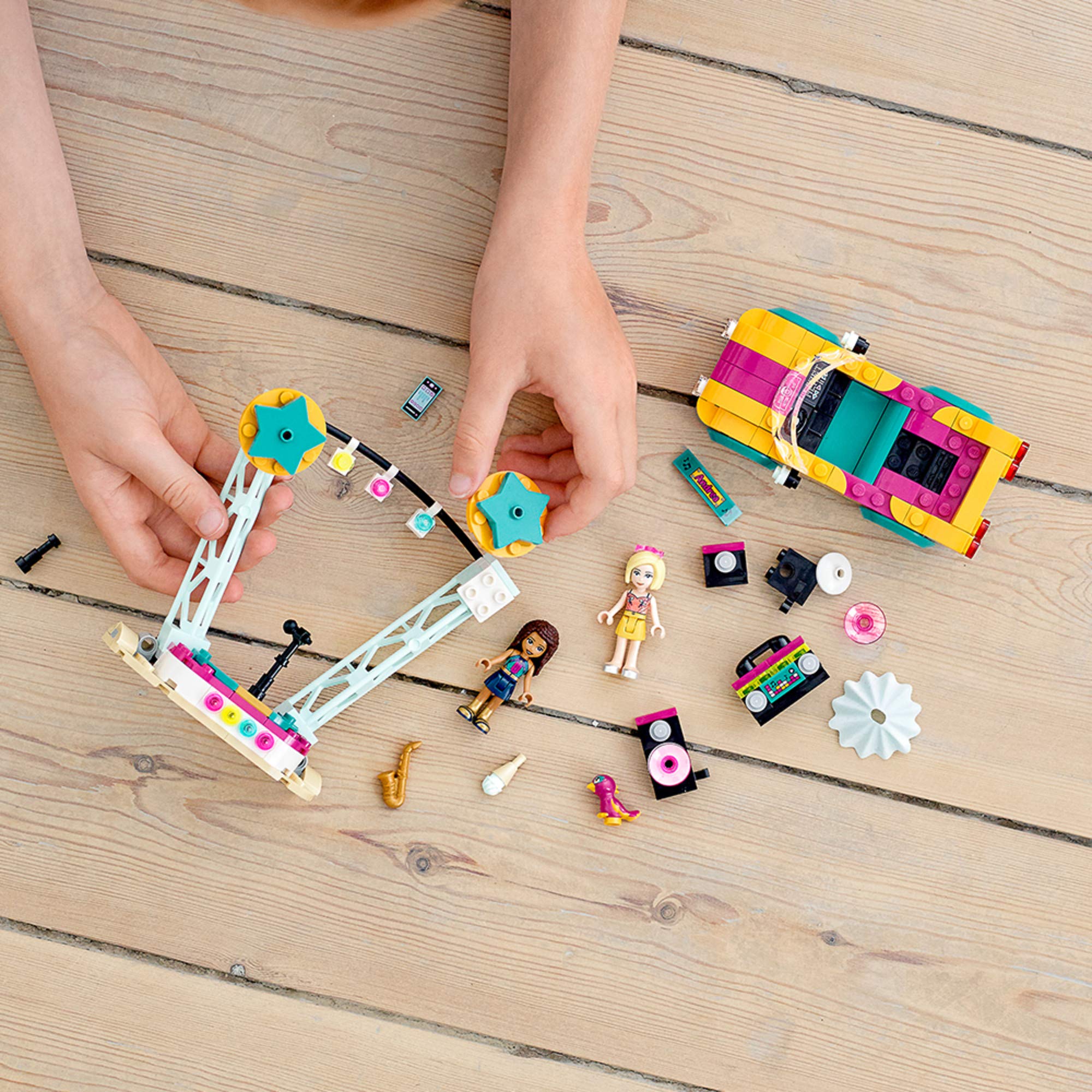 LEGO Friends Andrea’s Car & Stage Playset 41390 Building Kit, Includes a Toy Car and a Toy Bird (240 Pieces)