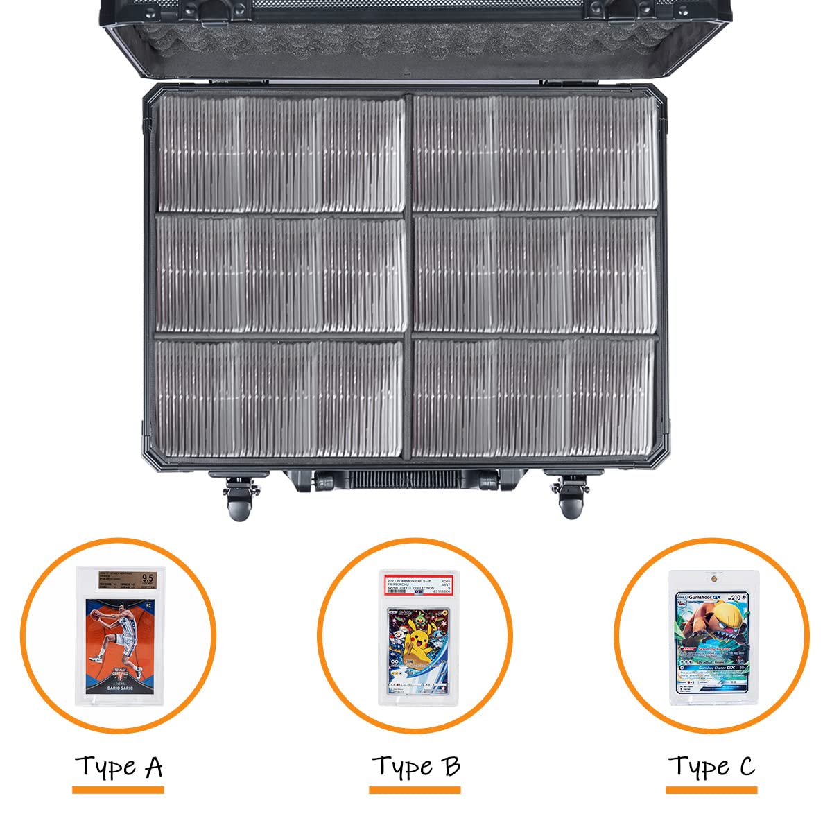 D DACCKIT Graded Card Storage Box - 160+ Graded Cards Case Compatible with PSA BGS CSG FGS Graded Sports Cards