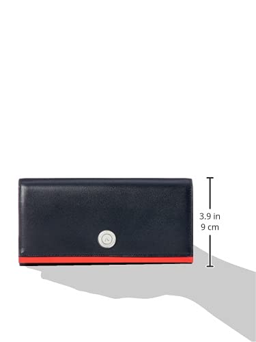 Kitamura NH0779 Long Wallet, Coin Purse, L-Shaped Type, Dark Blue/Red, Navy Blue 10701