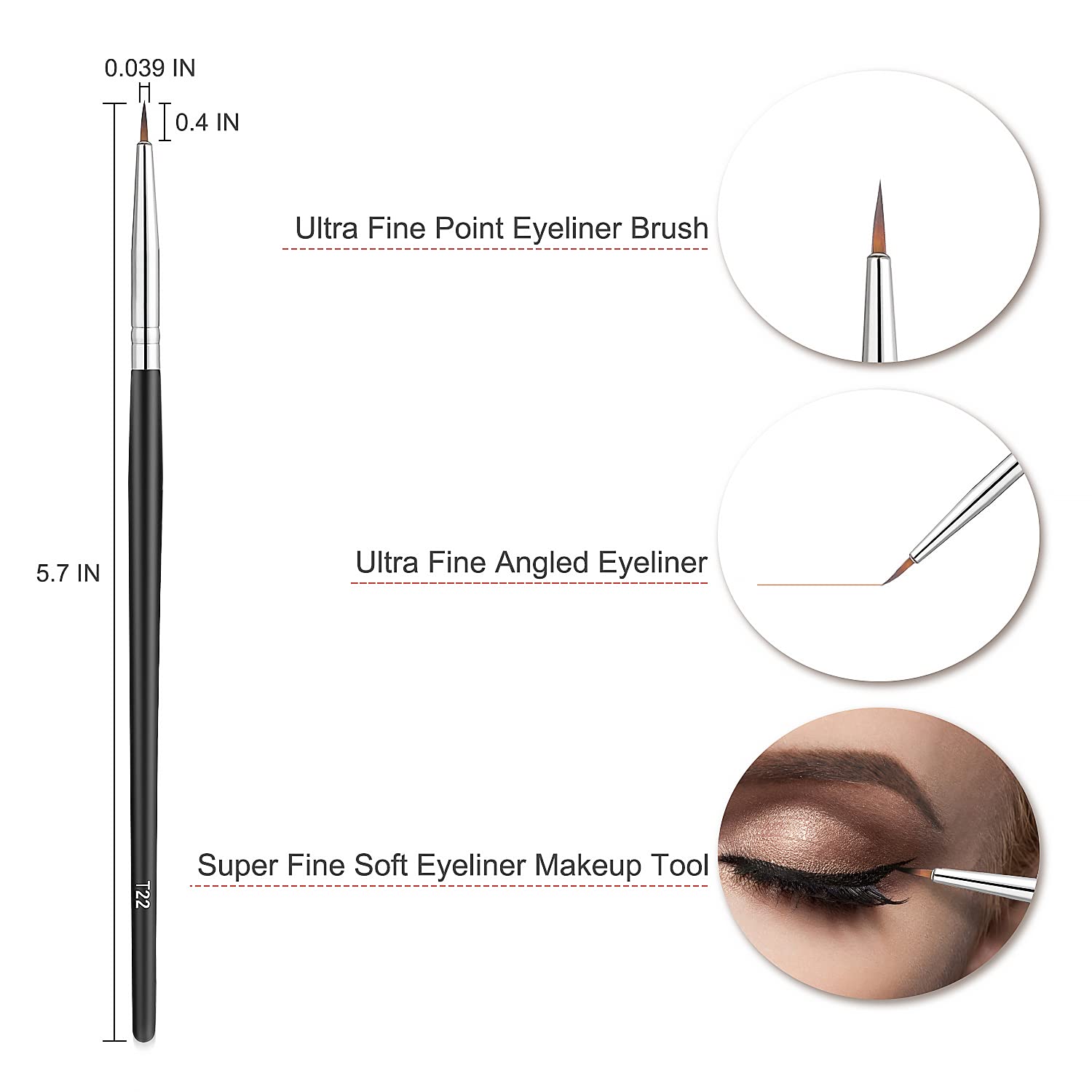Etercycle Fine Point Eyeliner Brushes, Eye Makeup Gel Eye liner Brush, Eye Eyeshadow Brush, Concealer Brush Under Eye Makeup Brush Set